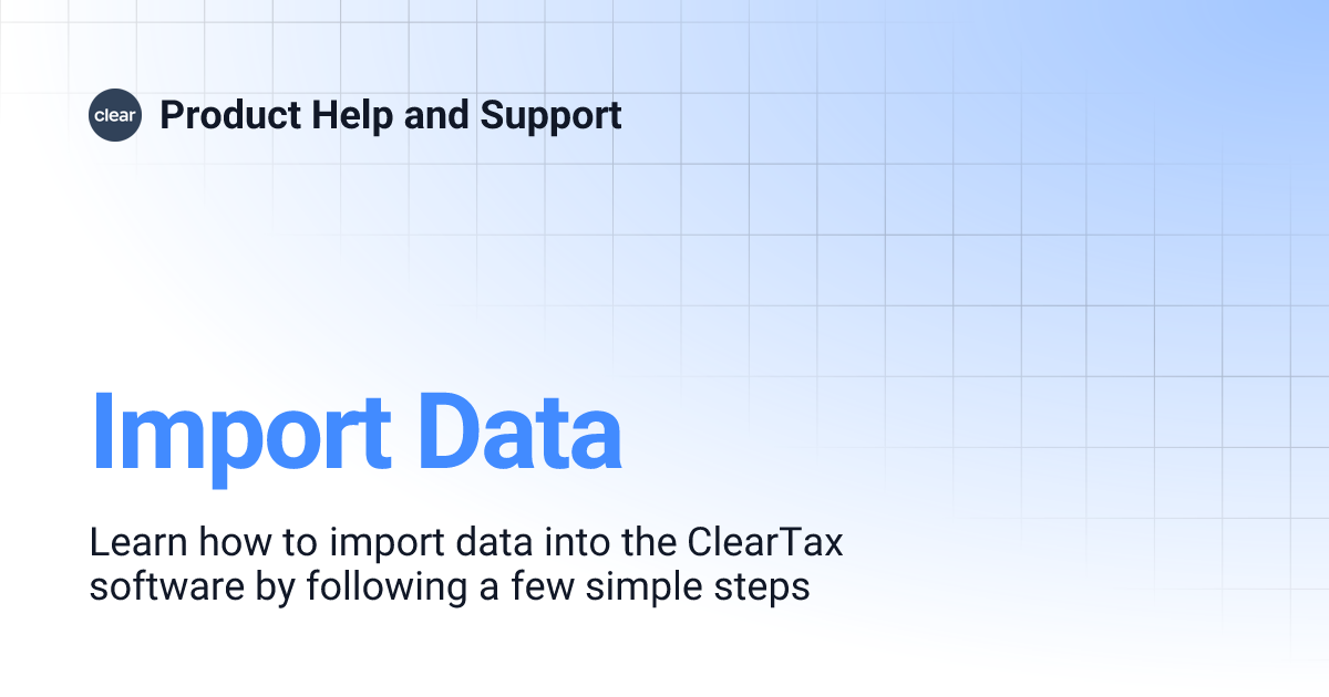 Import Data | Product Help and Support