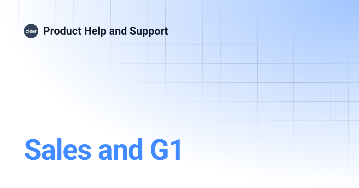 Sales and G1 | Product Help and Support